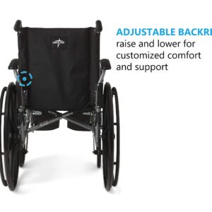 Medline Lightweight Wheelchair for Adults With Swing-Back, Desk-Length Arms, Elevating Leg Rests; 18W" x 16"D Seat