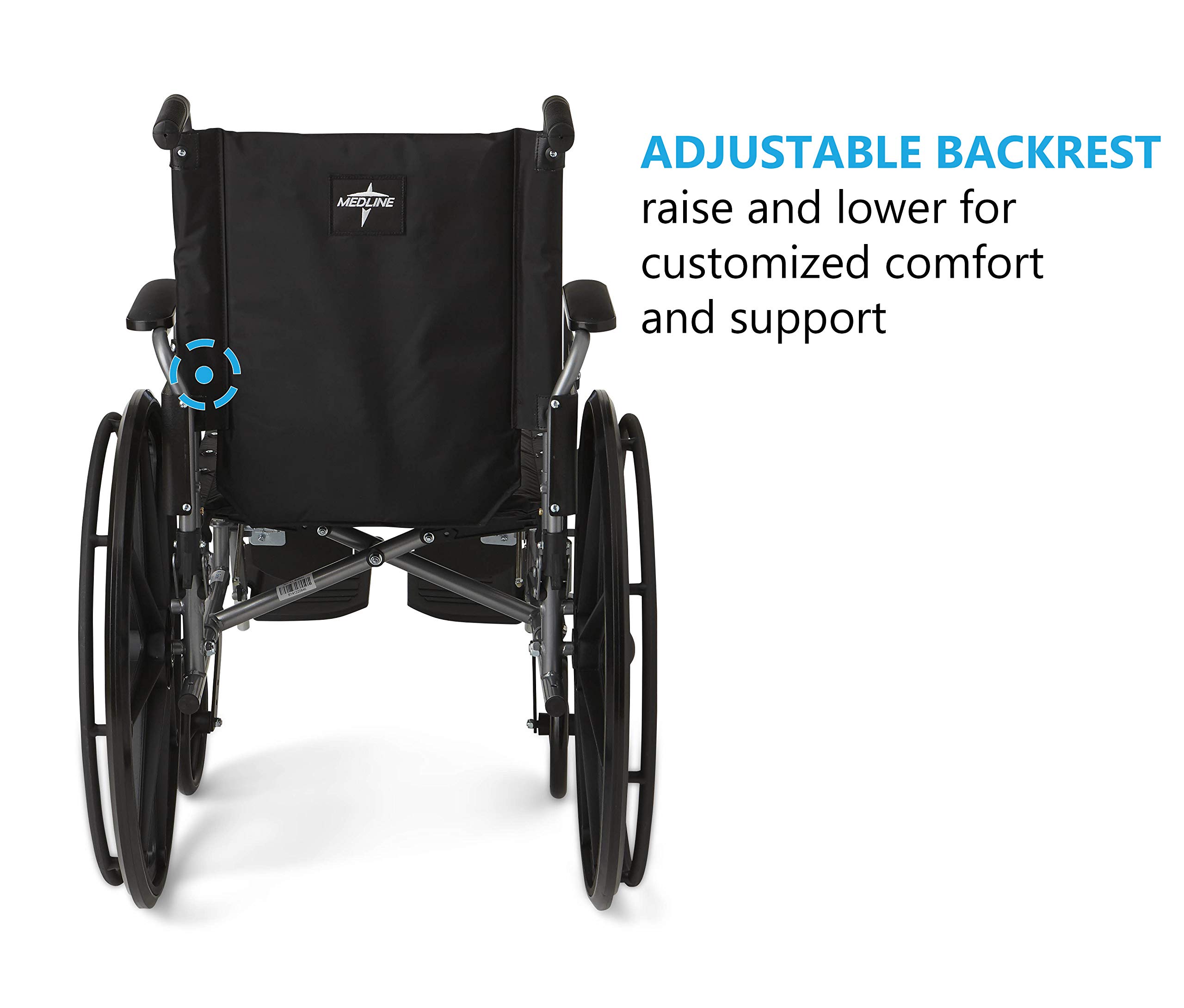 Medline Lightweight Wheelchair for Adults With Swing-Back, Desk-Length Arms, Elevating Leg Rests; 18W" x 16"D Seat