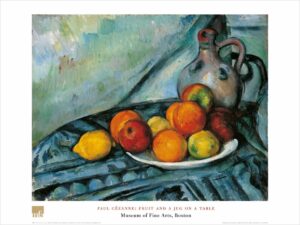 buyartforless fruit and a jug on a table by paul cezanne 24x32 art print poster famous painting still life fruit plate apples