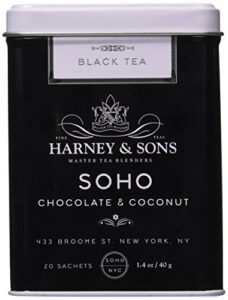 harney & sons soho chocolate coconut tea - 20 count sachet tin