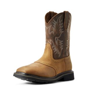 ariat mens sierra wide square toe work boot aged bark 8 wide