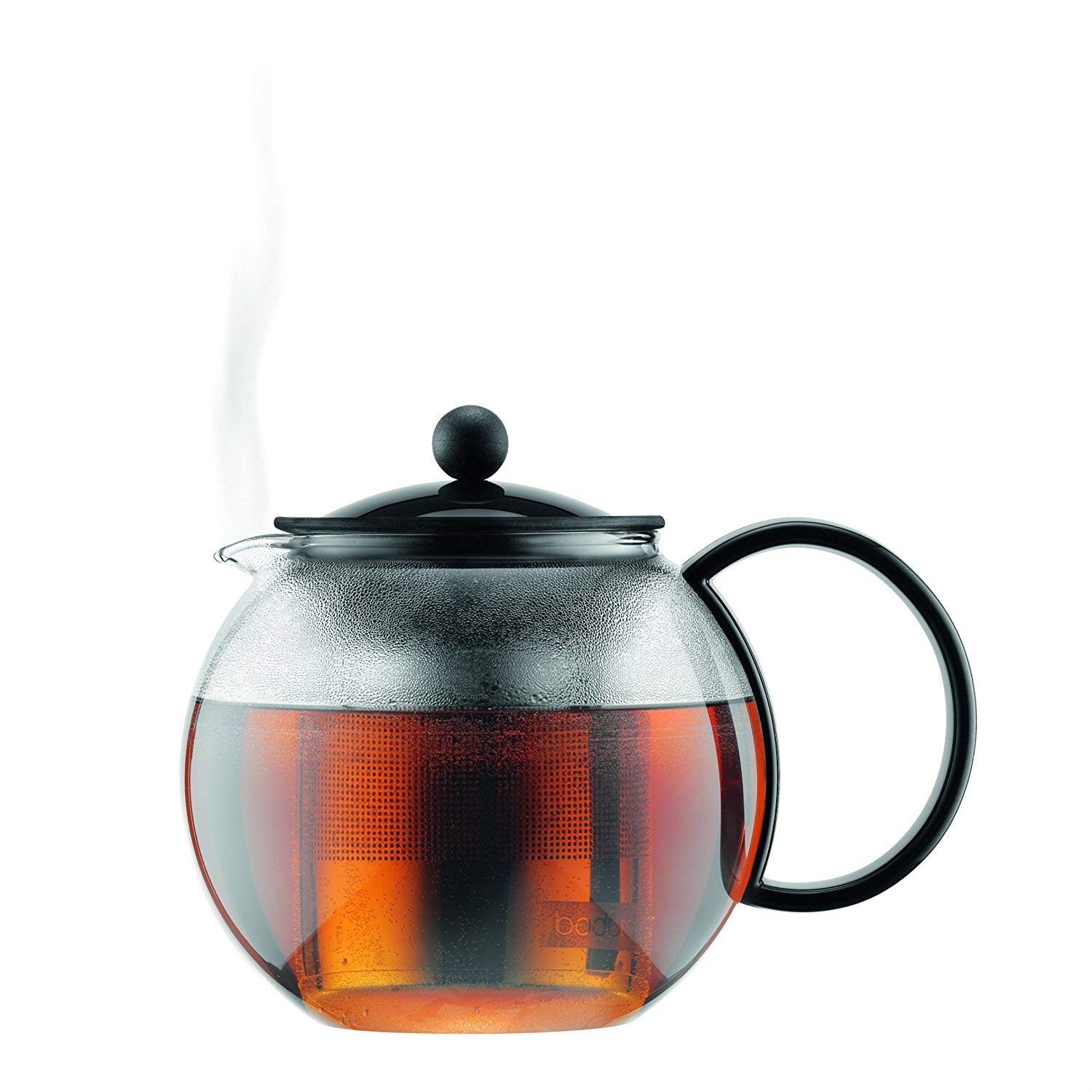 Bodum 1812-01 Assam Tea Maker (French Press System, Permanent Stainless Steel Filter, 0.5 L/17 oz) - Black/Transparent