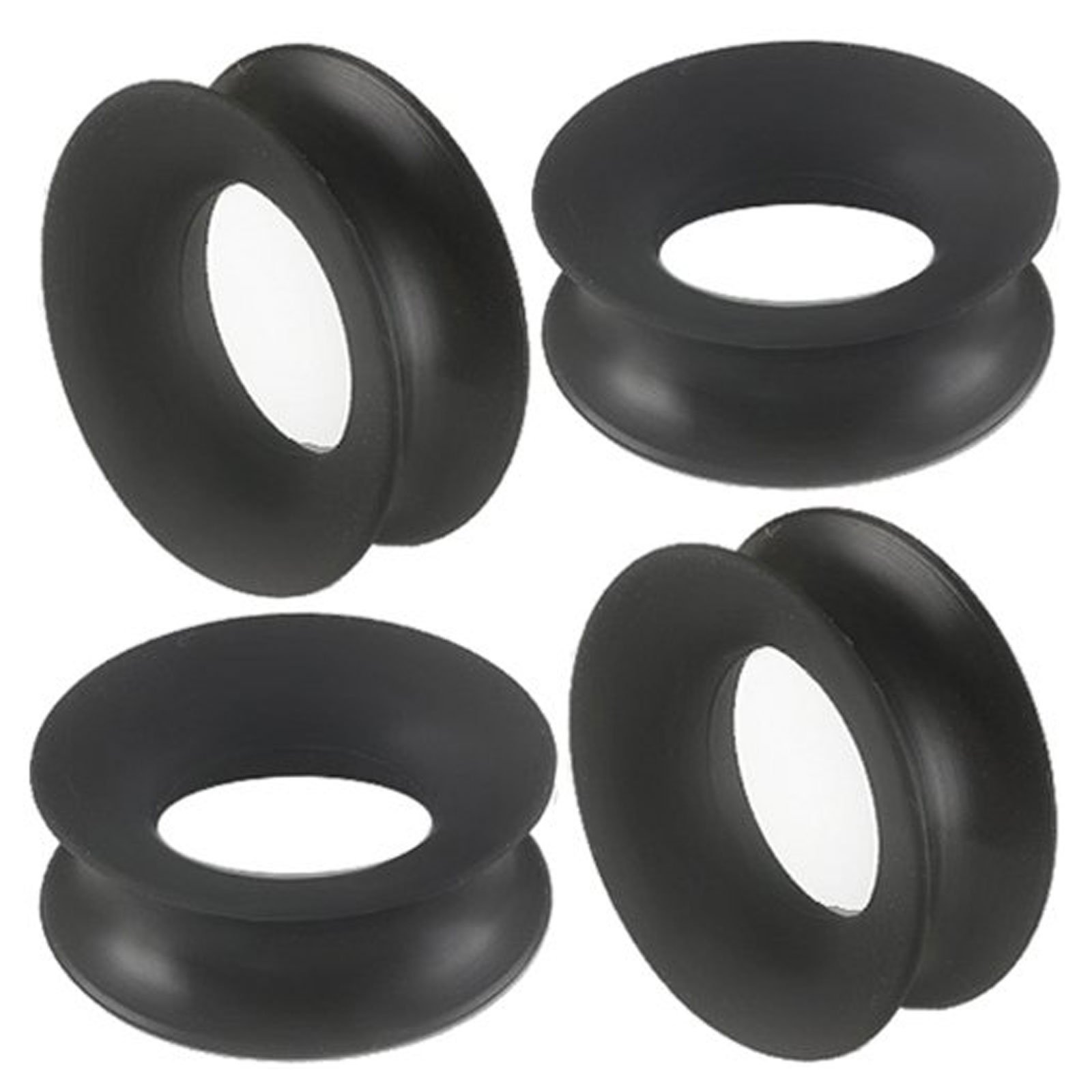 bodyjewellery 26mm gauge Black Double Flare Tunnels Ear Plugs SI04 wholesale Lot AFQO s Stretching Stretchers Piercing 4Pcs