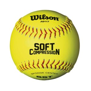 wilson sporting goods a9117 soft compression softball (12-pack), optic yellow, 12-inch (wta9117b)