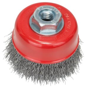 bosch 2608622098 cup brush crimped wire, 0.3mm steel, 70mm x m14, silver