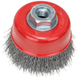 Bosch 2608622098 Cup Brush Crimped Wire, 0.3mm Steel, 70mm x M14, Silver