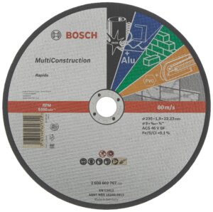 bosch cutting disc universal flat hub rapido multi construction 230x1.9 mm – 2608602767