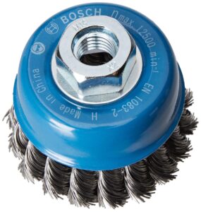 bosch 2608622099 cup brush knotted wire, 0.35mm steel, 65mm x m14, silver