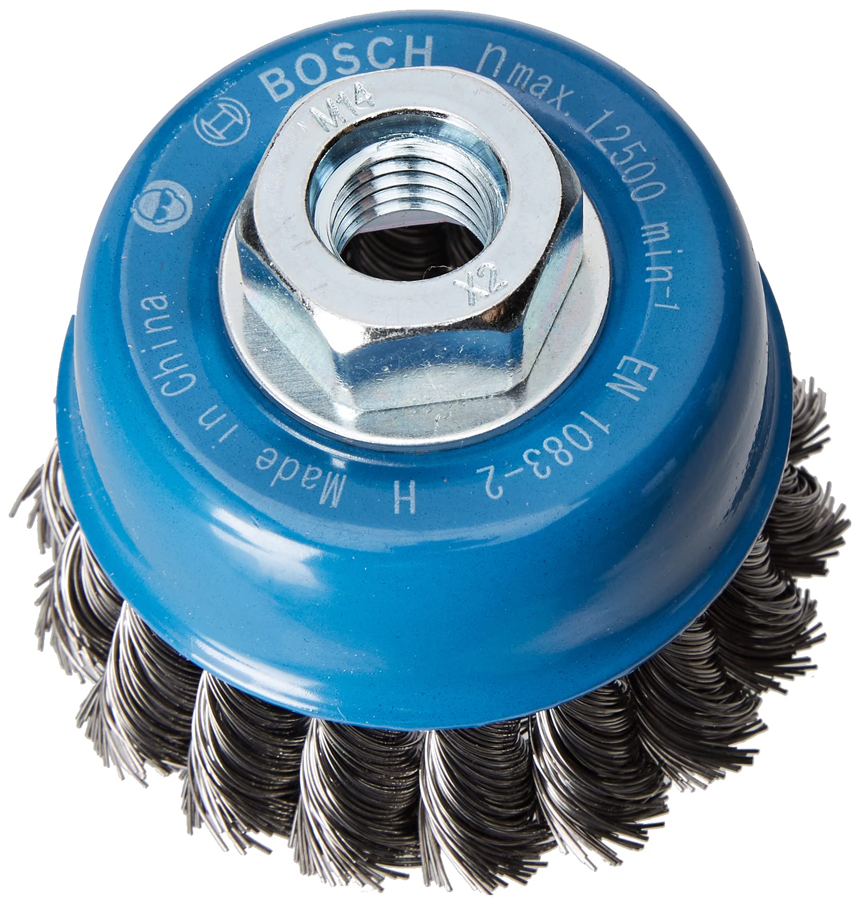 Bosch 2608622099 Cup Brush Knotted Wire, 0.35mm Steel, 65mm x M14, Silver