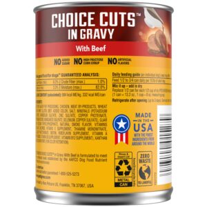 PEDIGREE CHOICE CUTS IN GRAVY Adult Canned Soft Wet Dog Food with Beef, 13.2 oz. Cans (Pack of 12)