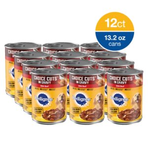 PEDIGREE CHOICE CUTS IN GRAVY Adult Canned Soft Wet Dog Food with Beef, 13.2 oz. Cans (Pack of 12)