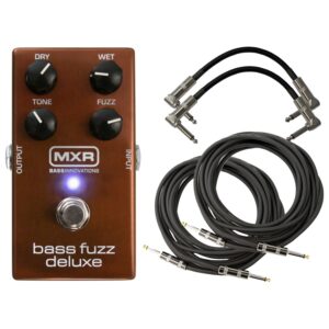 mxr m84 bass fuzz deluxe pedal bundle w/4 free cables