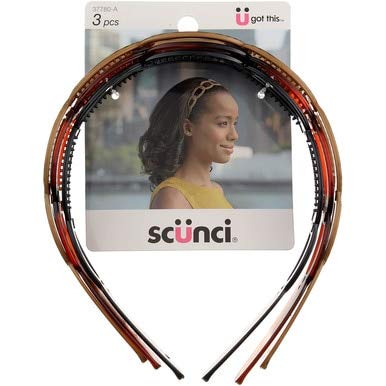 Scunci Hairband, 2 Count (Pack of 1), Effortless Beauty Oval Weave Headbands, Multicolor, for Women