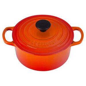 le creuset enameled cast iron signature round dutch oven, 9 qt., flame