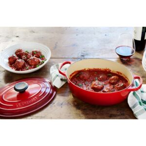 le creuset enameled cast iron signature oval dutch oven, 5 qt. , flame