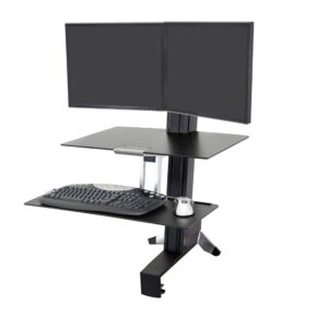 ergotron – workfit-s dual monitor standing desk converter, sit stand workstation for tabletops – with worksurface, black