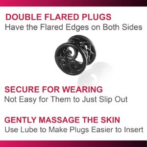 bodyjewellery 00g 00 gauge 10mm Black Double Flare Ear Large Gauge Plugs Flesh Tunnels AFXM Ear Stretchers Piercing BKT003