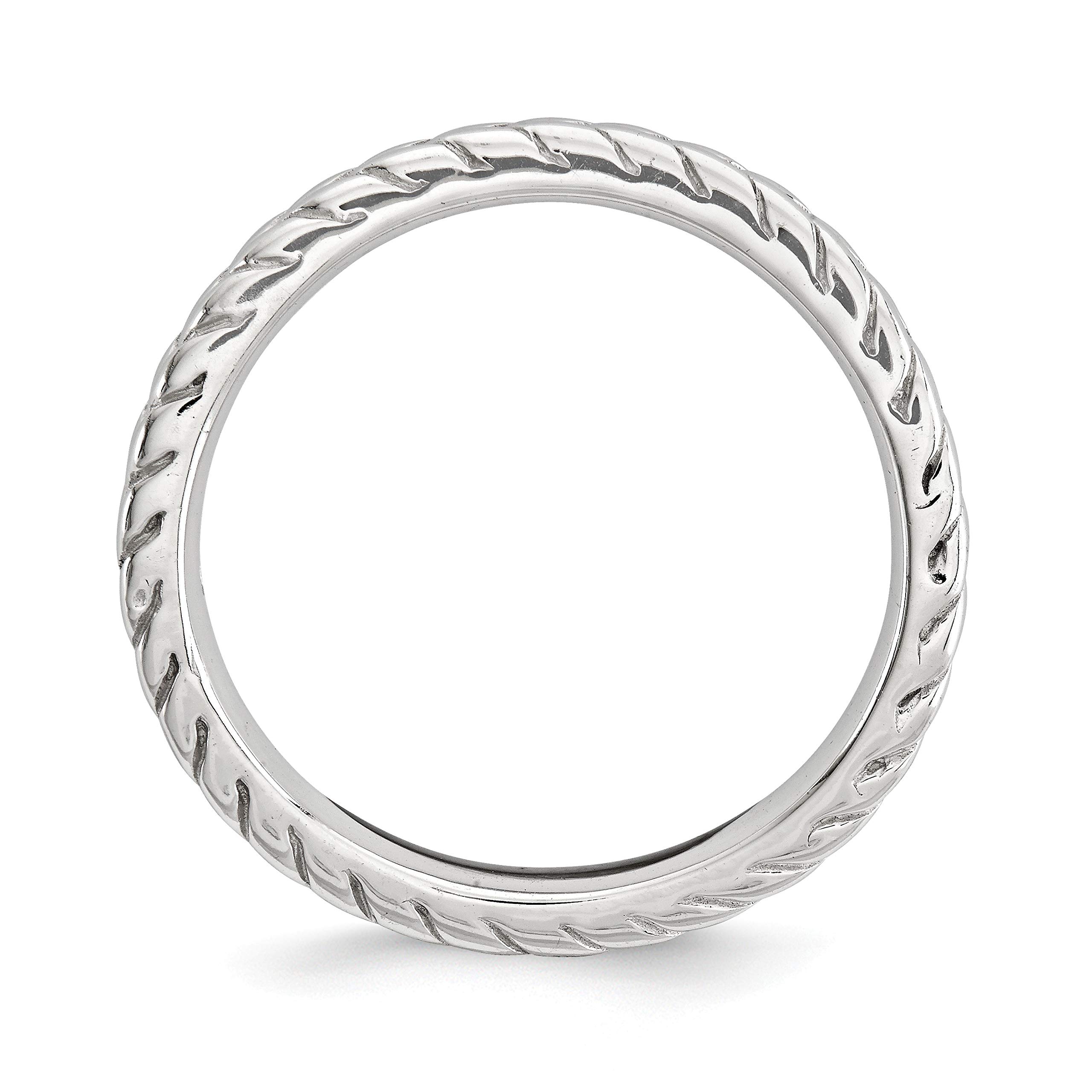 2.25mm Stackable Sterling Silver Curved Wheat Pattern Band, Size 8