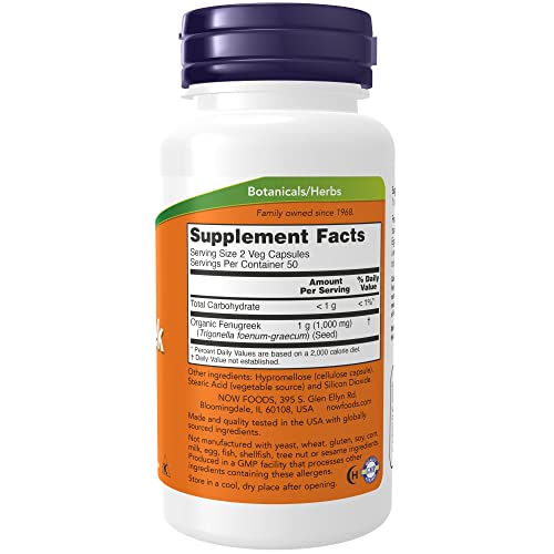 NOW Supplements, Fenugreek (Trigonella foenum-graecum) 500 mg, Herbal Supplement, 100 Veg Capsules