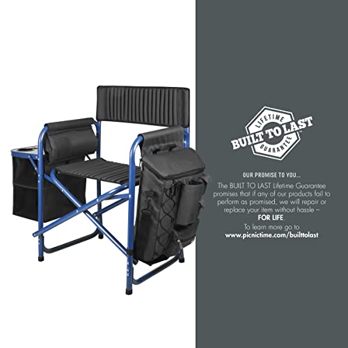 ONIVA - a Picnic Time Brand Fusion Original Design Outdoor Folding Chair, Gray with Blue Frame, 33 x 7 x 21