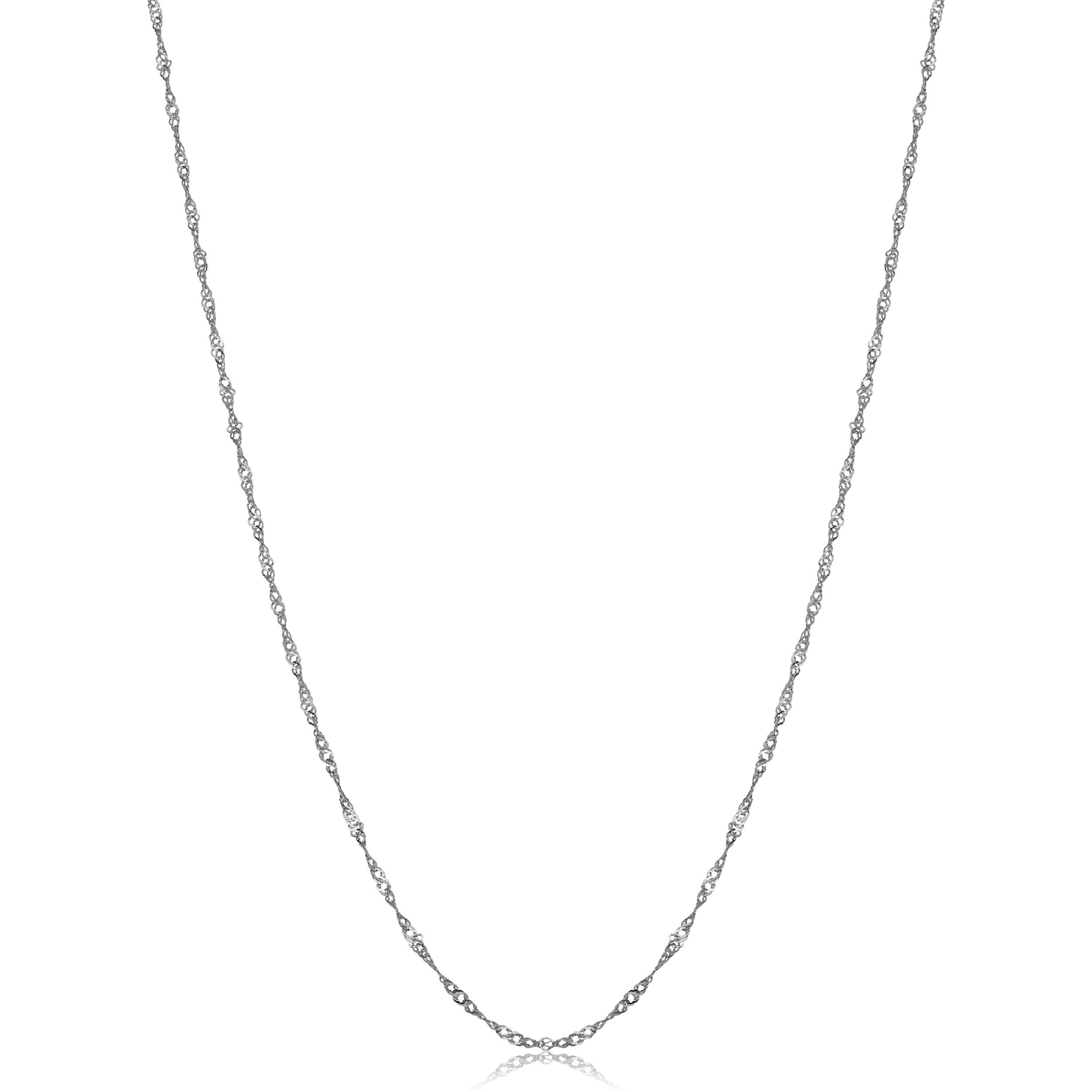 14k White Gold Singapore Chain Necklace (0.9 mm, 16 inch)