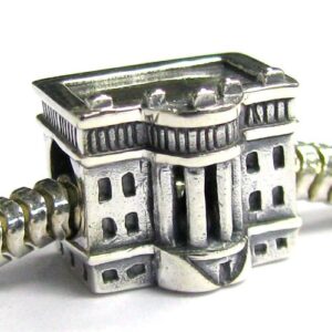 Queenberry Sterling Silver America White House European Style Bead Charm