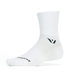 swiftwick aspire four trail running & cycling socks, compression fit (white, large)