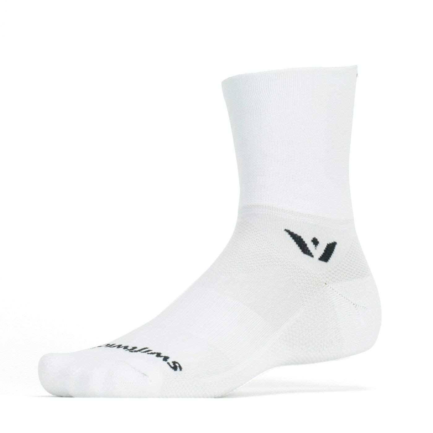 Swiftwick ASPIRE FOUR Trail Running & Cycling Socks, Compression Fit (White, Large)