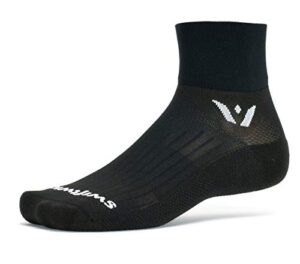 swiftwick- aspire two running & cycling socks, firm compression fit (black, large)