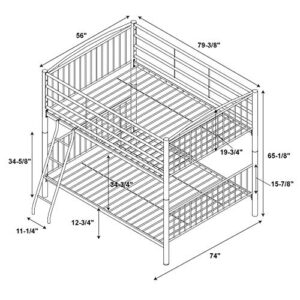 Powell Heavy Metal Bunk Bed, Full Over Full, Pewter