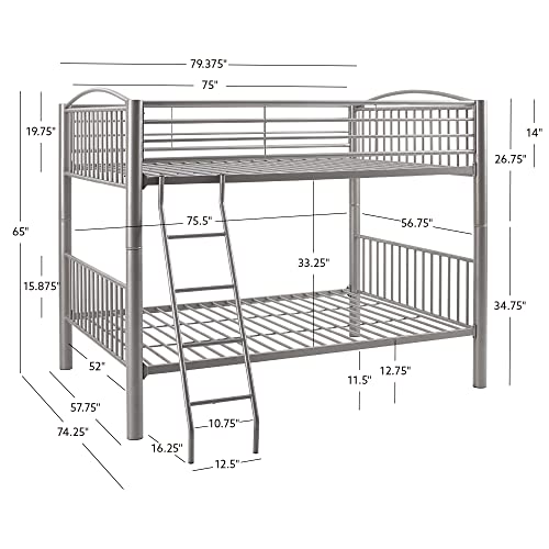 Powell Heavy Metal Bunk Bed, Full Over Full, Pewter