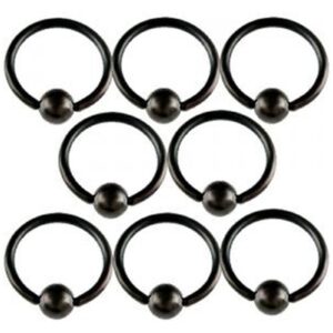 bodyjewellery 16g 16 gauge 1/2 black surgical steel eyebrow lip ear tragus rings ball closure ring bcr captive bead bar aldy piercing 8pcs