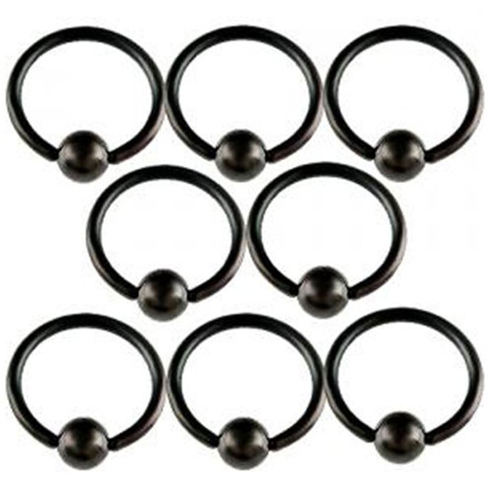 bodyjewellery 16g 16 gauge 1/2 Black surgical steel eyebrow lip ear tragus rings ball closure ring bcr captive bead bar ALDY Piercing 8Pcs