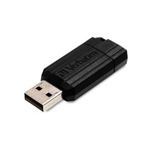 verbatim 64gb pinstripe retractable usb 2.0 flash thumb drive with microban antimicrobial product protection – black