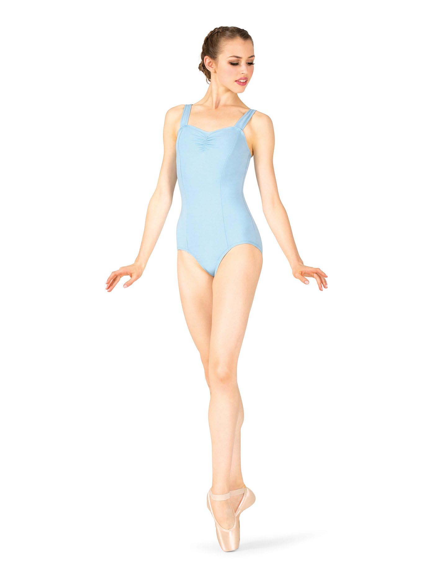 Theatricals Womens Cotton Pinch Front Tank Cotton Dance Leotard Light Blue XL N5501