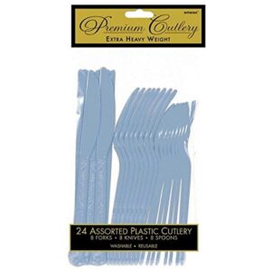 amscan items premium heavy weight assorted cutlery, standard size, blue