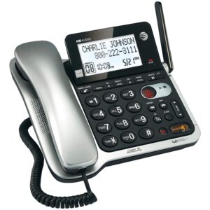 AT&T CL84102 DECT 6.0 Expandable Corded/Cordless Phone with Answering System and Caller ID/Call Waiting, 1 Corded and 1 Cordless Handset,Silver and Black