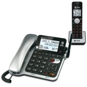 at&t cl84102 dect 6.0 expandable corded/cordless phone with answering system and caller id/call waiting, 1 corded and 1 cordless handset,silver and black