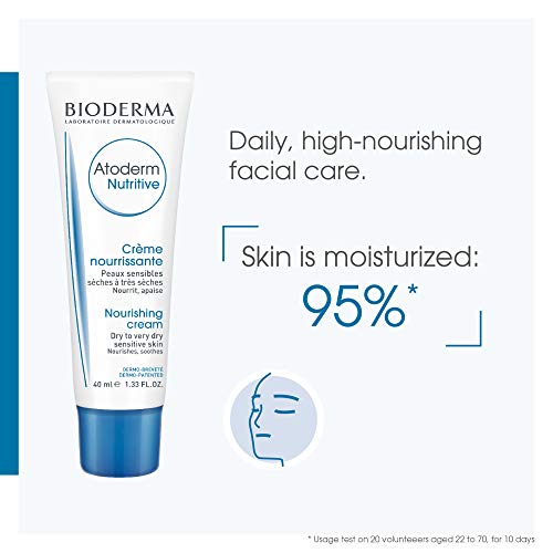 Bioderma - Atoderm - Nutritive - Nourishing Face Cream - Soothes Discomfort - Face Moisturizer for Dry to Very Dry Sensitive Skin, 1.33 Fl Oz (Pack of 1)