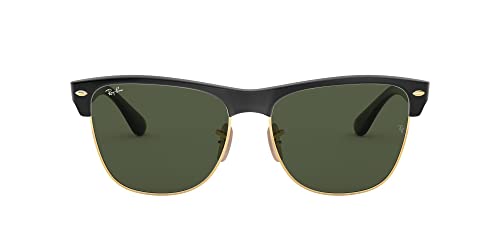 Ray-Ban RB4175 Clubmaster Oversized Square Sunglasses, Demi Gloss Black On Gold/G-15 Green, 57 mm