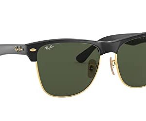 Ray-Ban RB4175 Clubmaster Oversized Square Sunglasses, Demi Gloss Black On Gold/G-15 Green, 57 mm