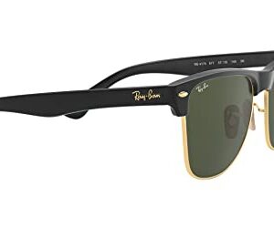 Ray-Ban RB4175 Clubmaster Oversized Square Sunglasses, Demi Gloss Black On Gold/G-15 Green, 57 mm