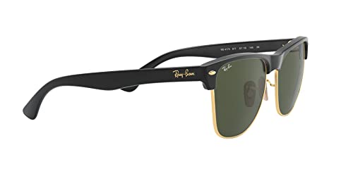 Ray-Ban RB4175 Clubmaster Oversized Square Sunglasses, Demi Gloss Black On Gold/G-15 Green, 57 mm