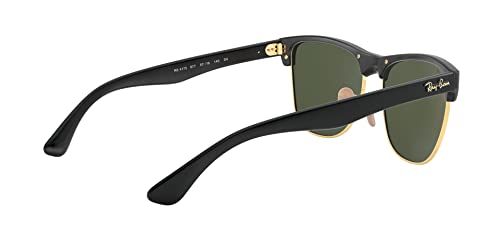 Ray-Ban RB4175 Clubmaster Oversized Square Sunglasses, Demi Gloss Black On Gold/G-15 Green, 57 mm