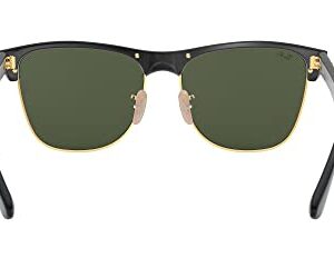 Ray-Ban RB4175 Clubmaster Oversized Square Sunglasses, Demi Gloss Black On Gold/G-15 Green, 57 mm