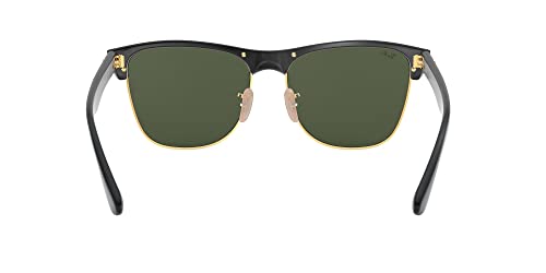 Ray-Ban RB4175 Clubmaster Oversized Square Sunglasses, Demi Gloss Black On Gold/G-15 Green, 57 mm