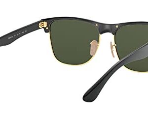 Ray-Ban RB4175 Clubmaster Oversized Square Sunglasses, Demi Gloss Black On Gold/G-15 Green, 57 mm