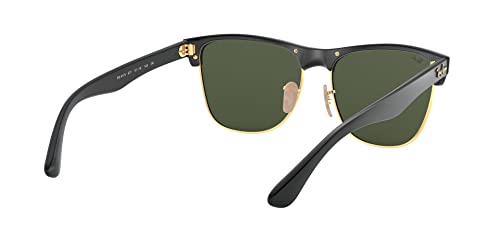 Ray-Ban RB4175 Clubmaster Oversized Square Sunglasses, Demi Gloss Black On Gold/G-15 Green, 57 mm