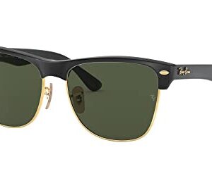 Ray-Ban RB4175 Clubmaster Oversized Square Sunglasses, Demi Gloss Black On Gold/G-15 Green, 57 mm