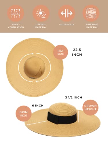 San Diego Hat Company Women's Floppy SPF 50+ Sun Hat, Camel, One Size